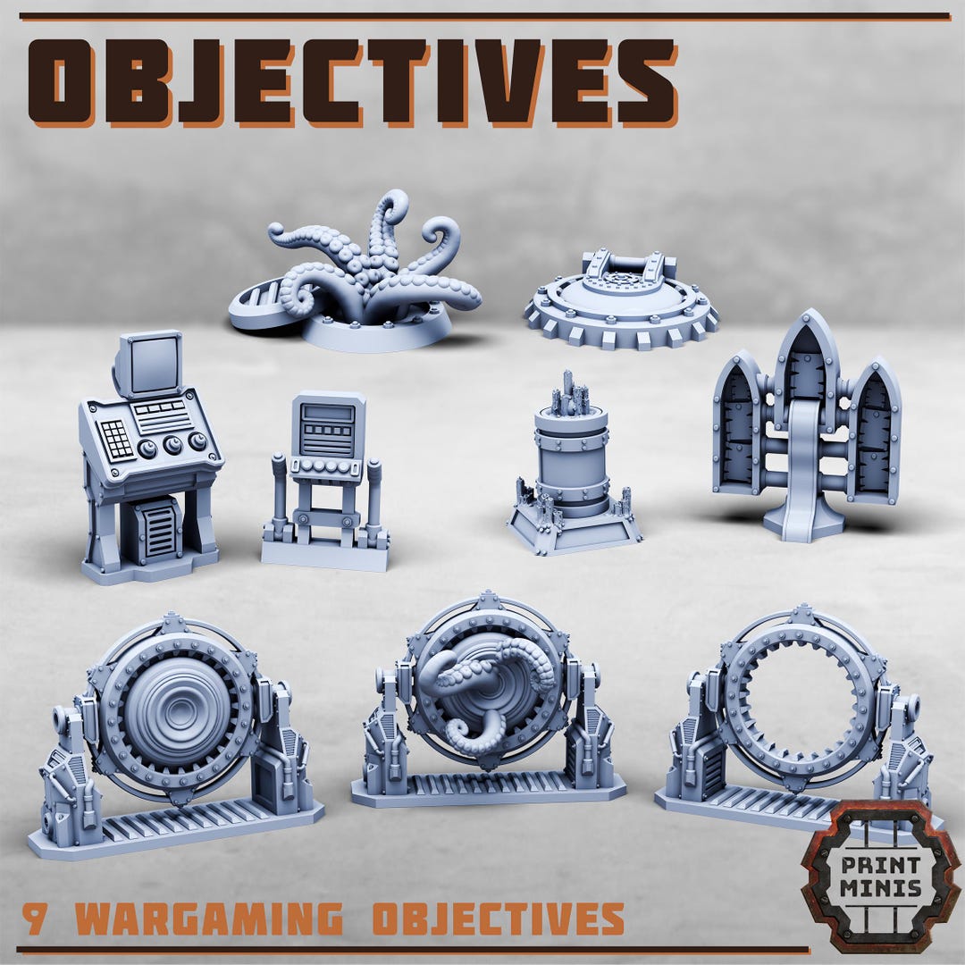 Wargaming Objective Markers | Print Minis | 9x 32mm Scale Objective ...
