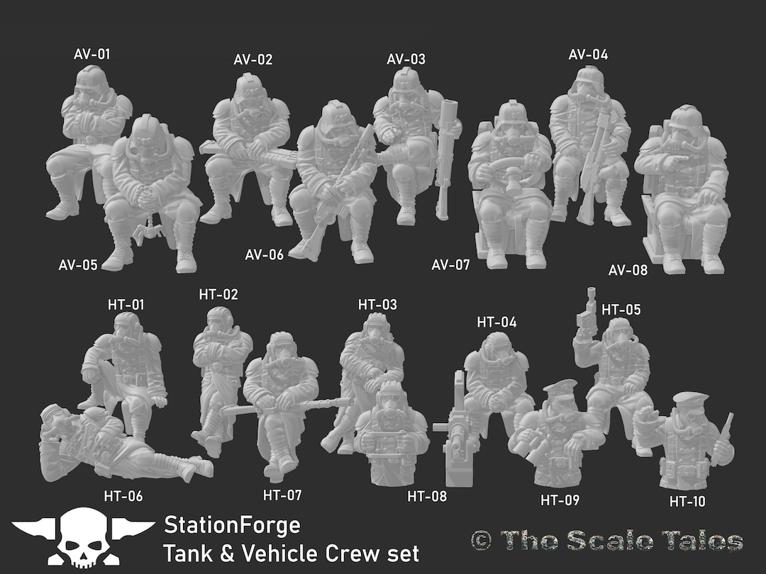 Grimguard Tank & Vehicle Crew Set | Stationforge | 32mm Scale Resin ...