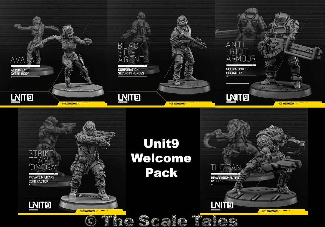Welcome Pack | Unit9 | 5x 28mm Minis and 5x25mm + 4x40mm Bases | the ...