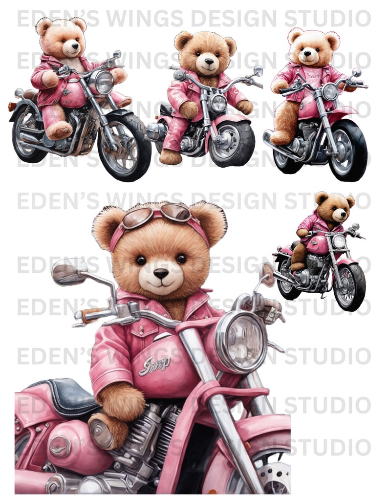 40 Water Color Teddy Bear Illustrations, Clip Art, Scrapbooking, Wall ...