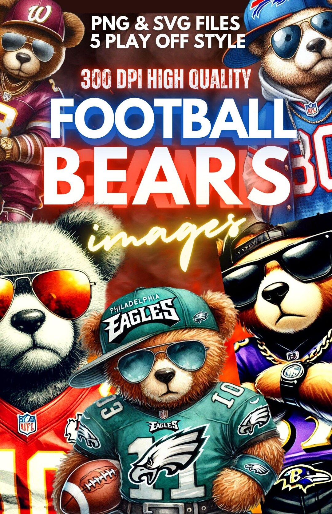 NFL Football Teddy Bears: Team Designs PNG SVG (digital Download) - Etsy