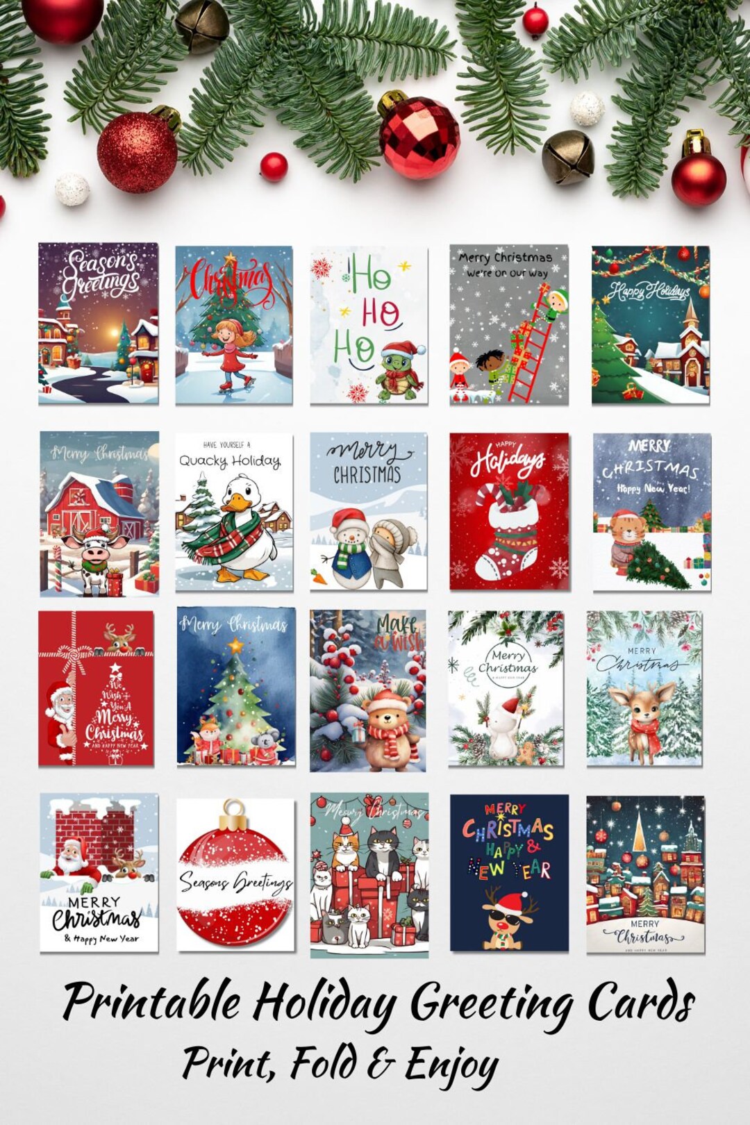 Printable Christmas Cards: Holiday Greeting Card Designs (PDF Download ...