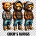 Three Lil Bears, Cool Urban Theme Bear Clipart Brothers, PNG 300 DPI - Etsy