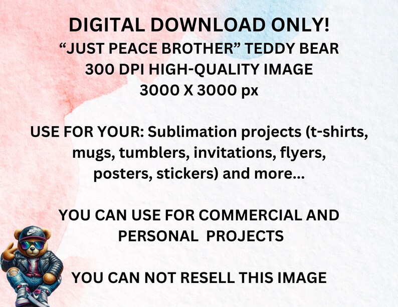 Just Peace Brother, Teddy Bear High-quality PNG, Urban Style PNG ...