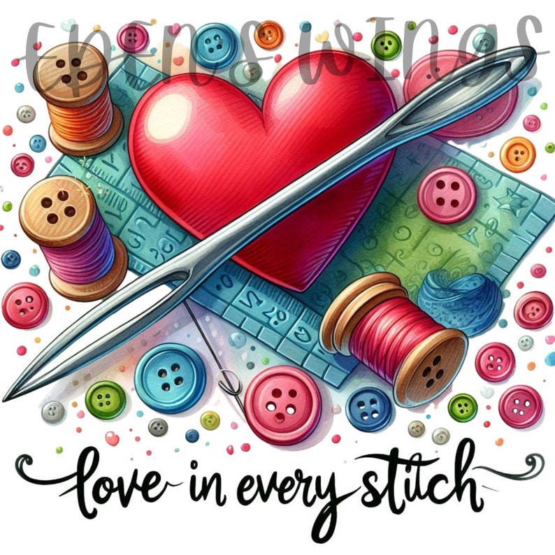 Love in Every Stitch PNG Clipart Image, T-shirt Art - Etsy