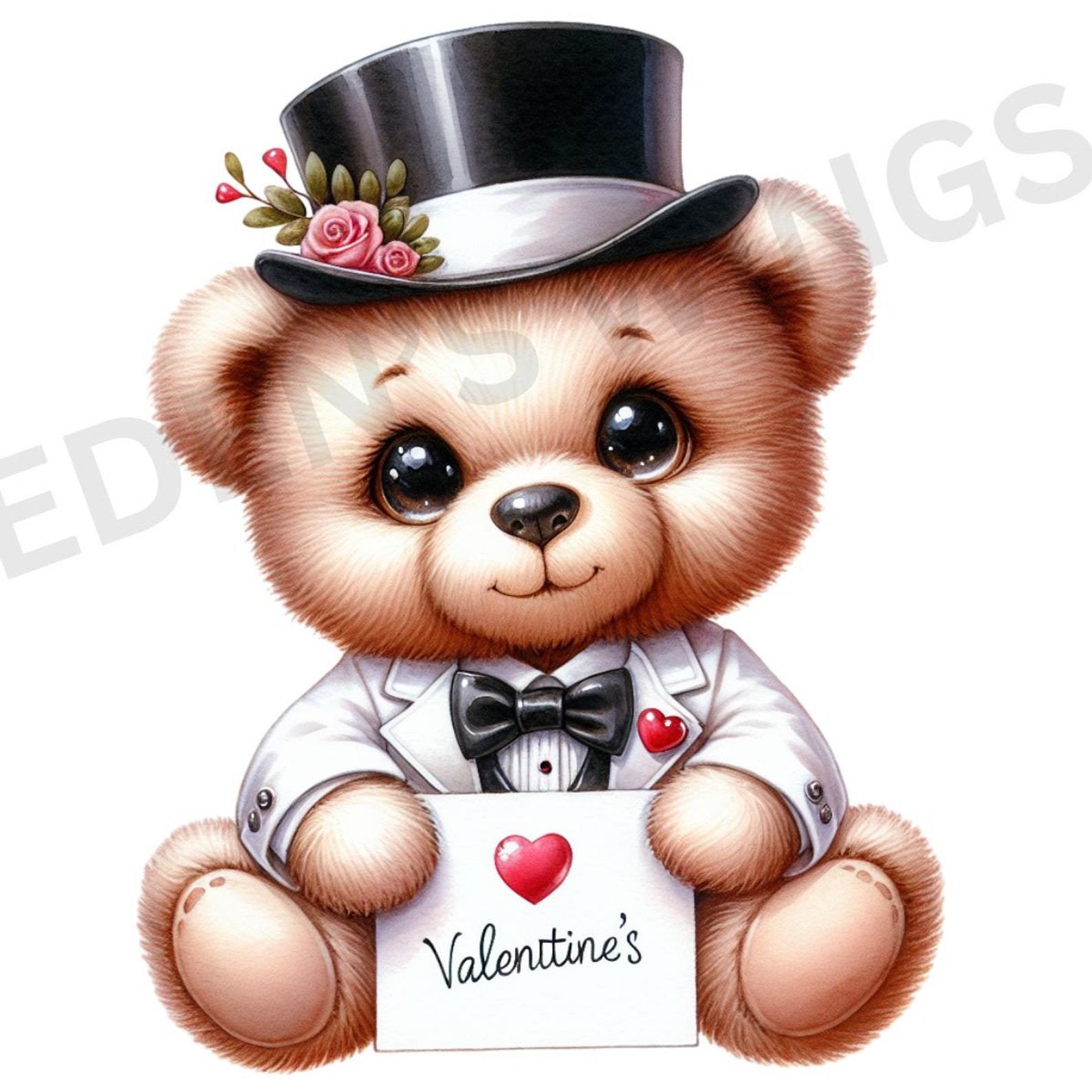 Happy Valentine's Day Bear Clipart, Teddy Bear Clipart, Hearts and ...