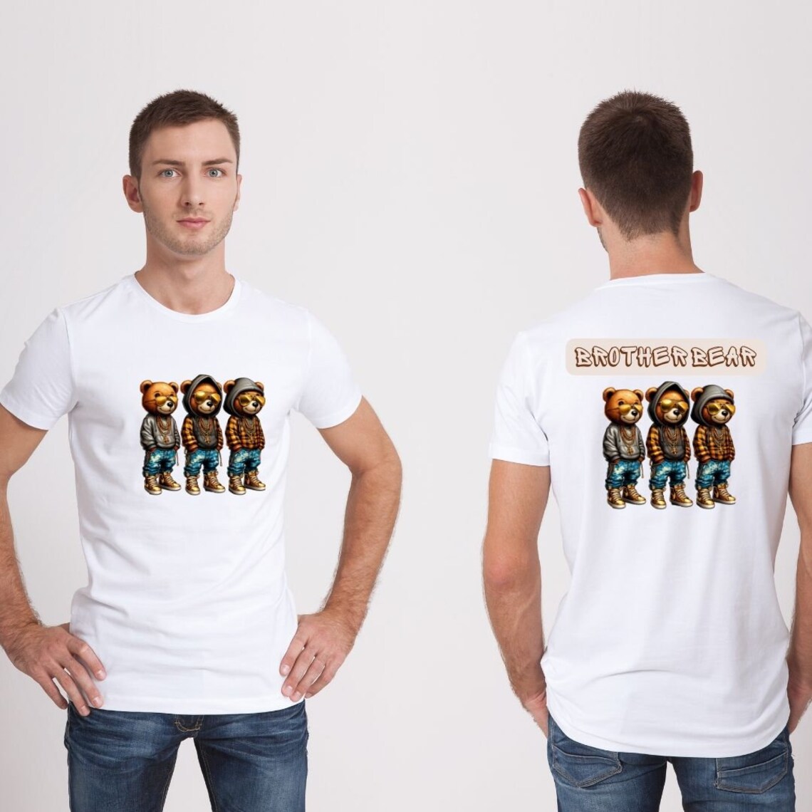 Three Lil Bears, Cool Urban Theme Bear Clipart Brothers, PNG 300 DPI - Etsy