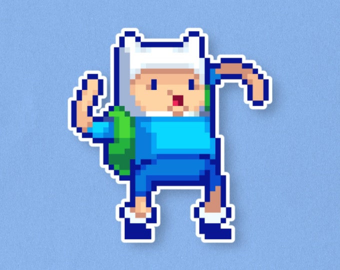 Finn the Human Premium Sticker Adventure Time Pixel Art Sticker - Etsy