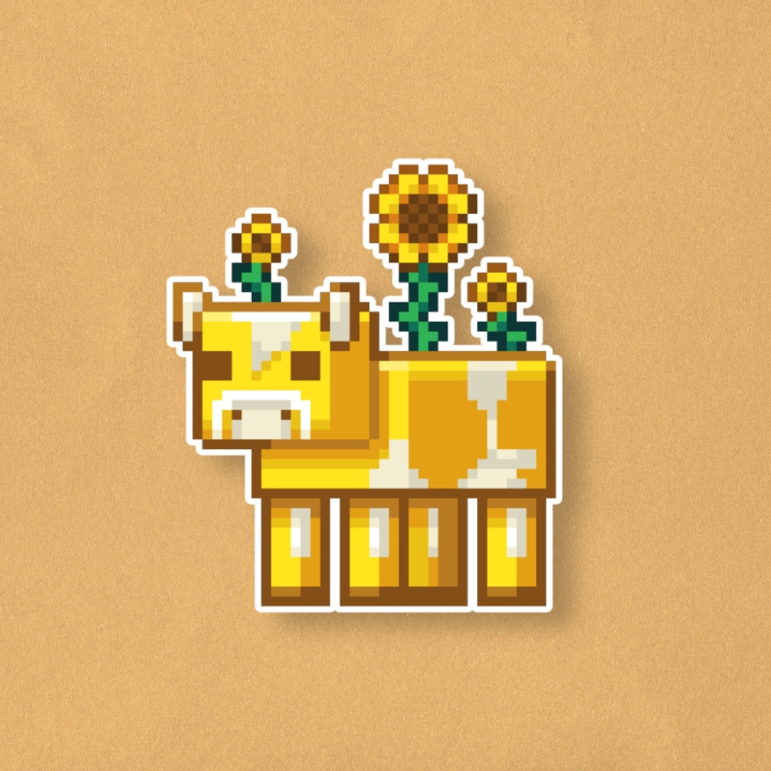 Moobloom Premium Sticker - Minecraft Pixel Art Sticker - Etsy