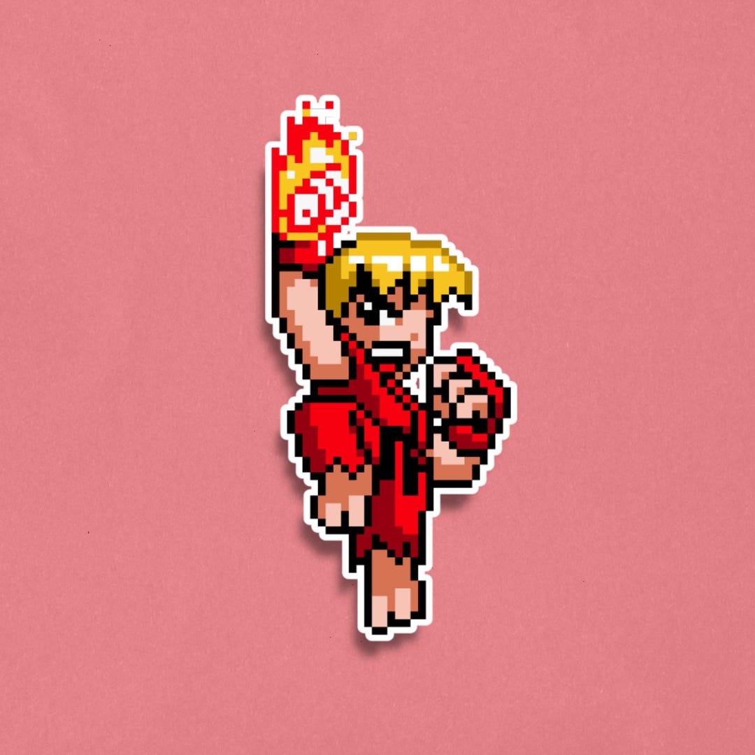 Ken Premium Sticker - Street Fighter 6 Pixel Art Sticker - Etsy