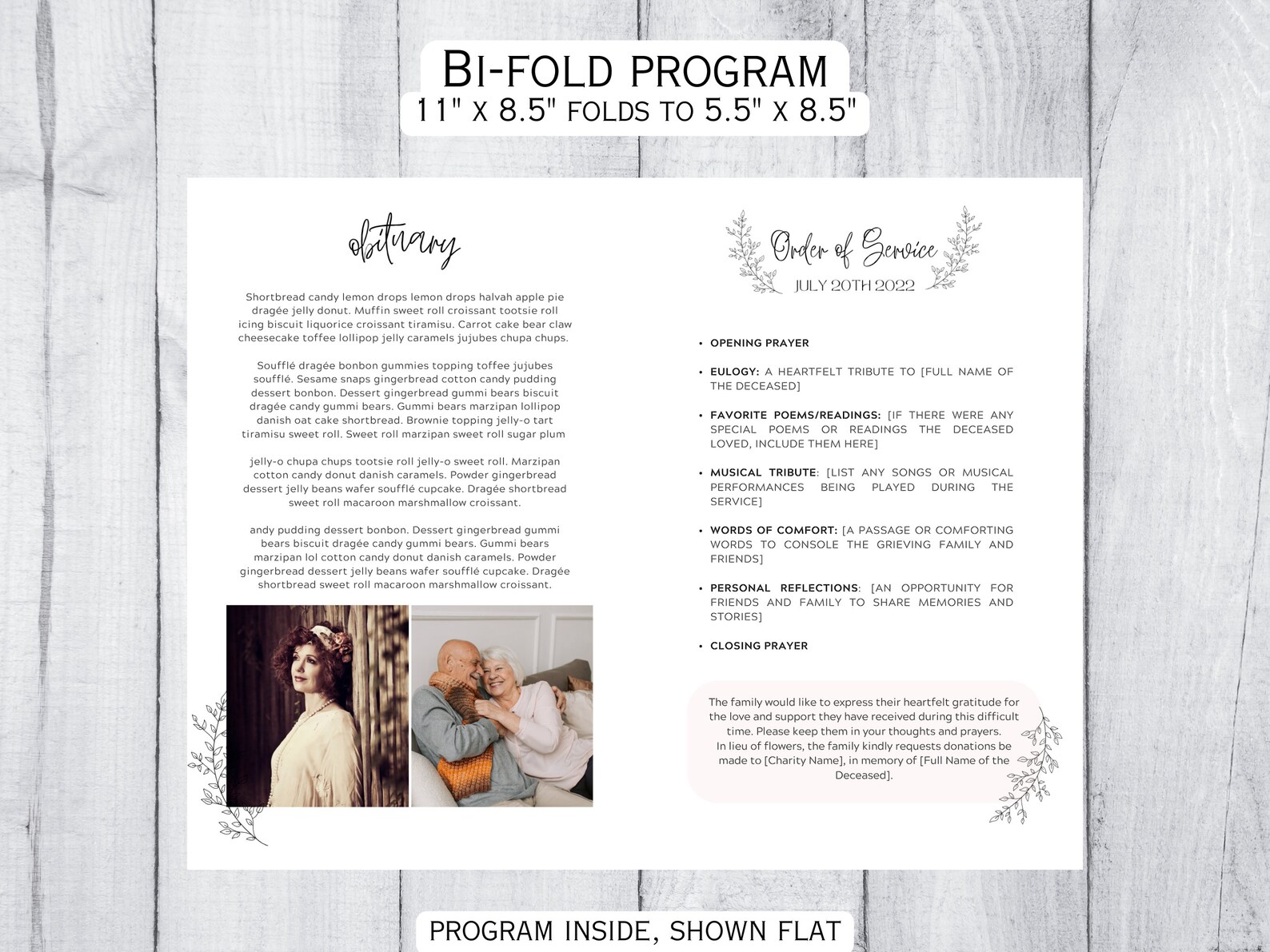 Editable Funeral Program Template for Women, Printable Celebration of ...