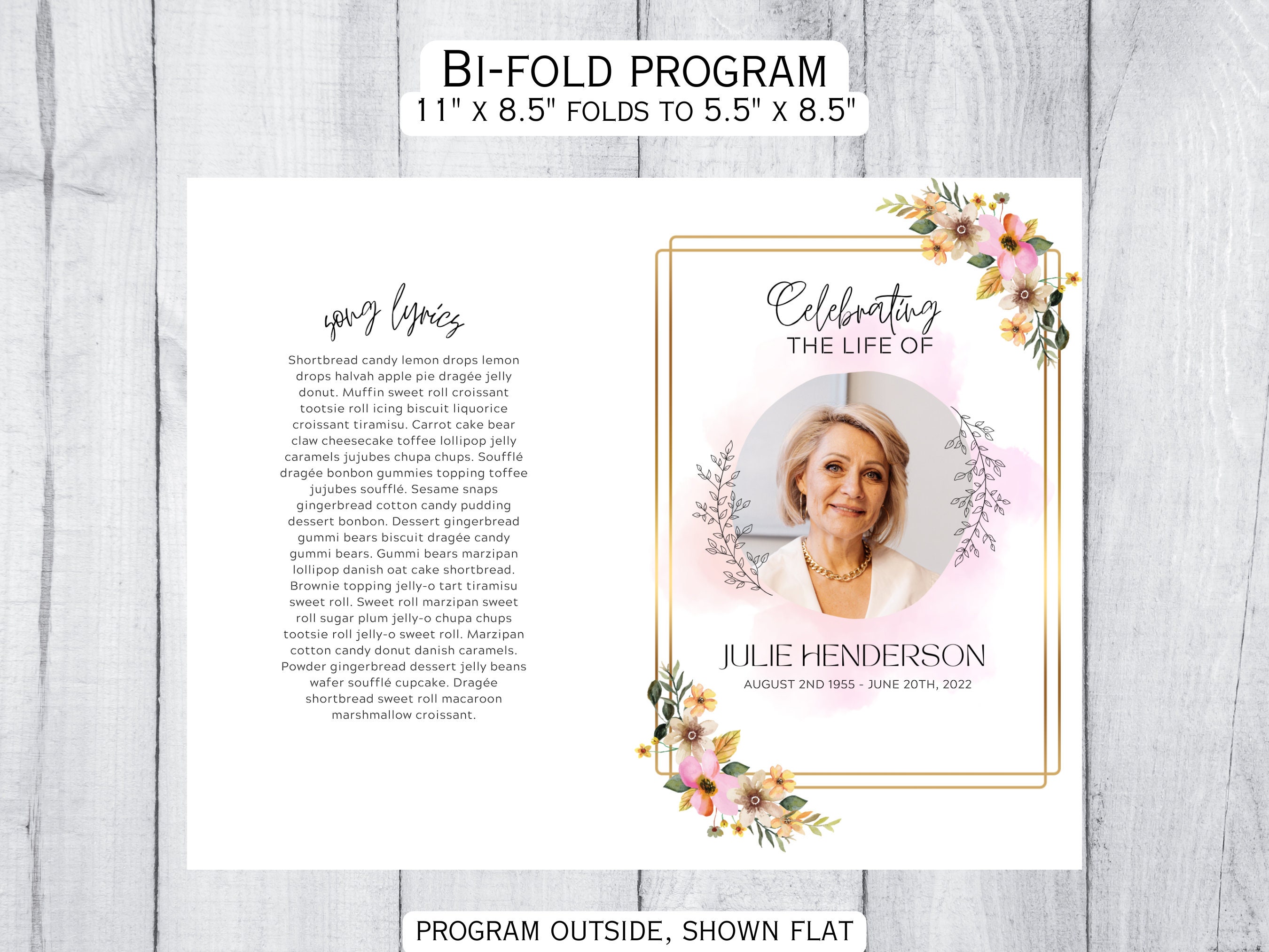 Editable Funeral Program Template for Women, Printable Celebration of ...