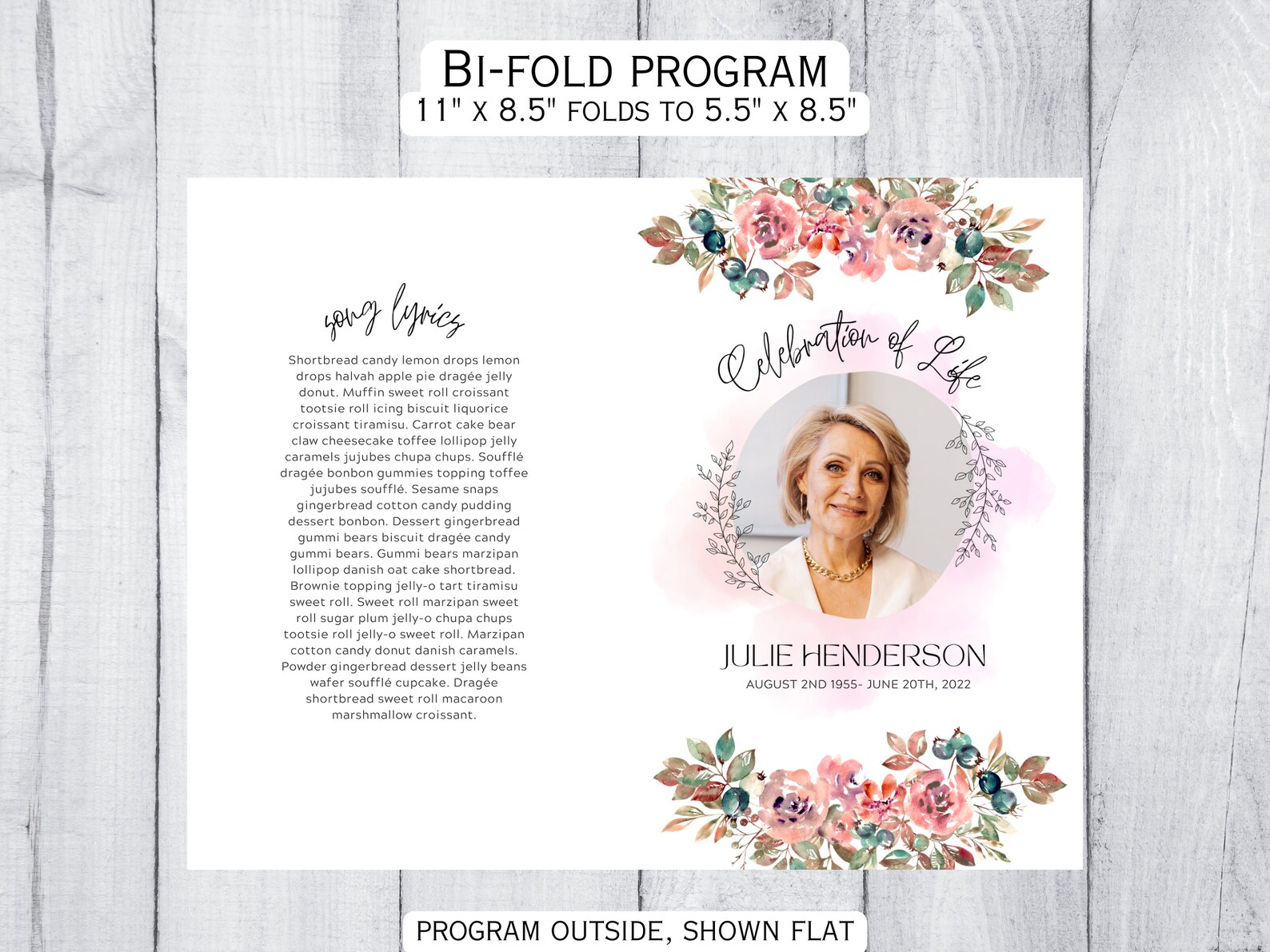 Editable Funeral Program Template for Women, Printable Celebration of ...