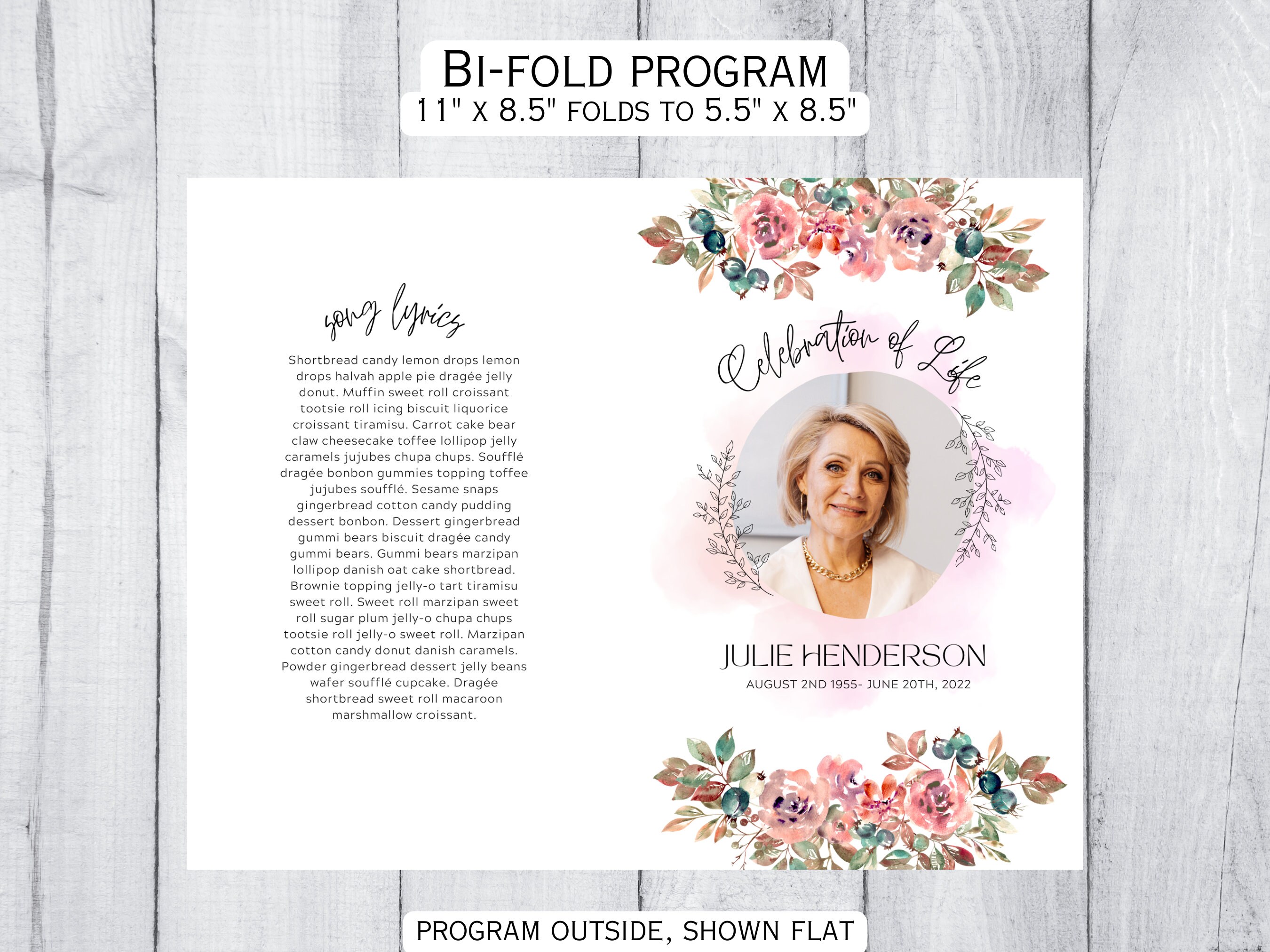 Editable Funeral Program Template for Women, Printable Celebration of ...