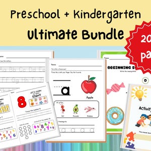 Preschool Pre-k + Kindergarten Ultimate Learning Bundle | +200 Pages ...