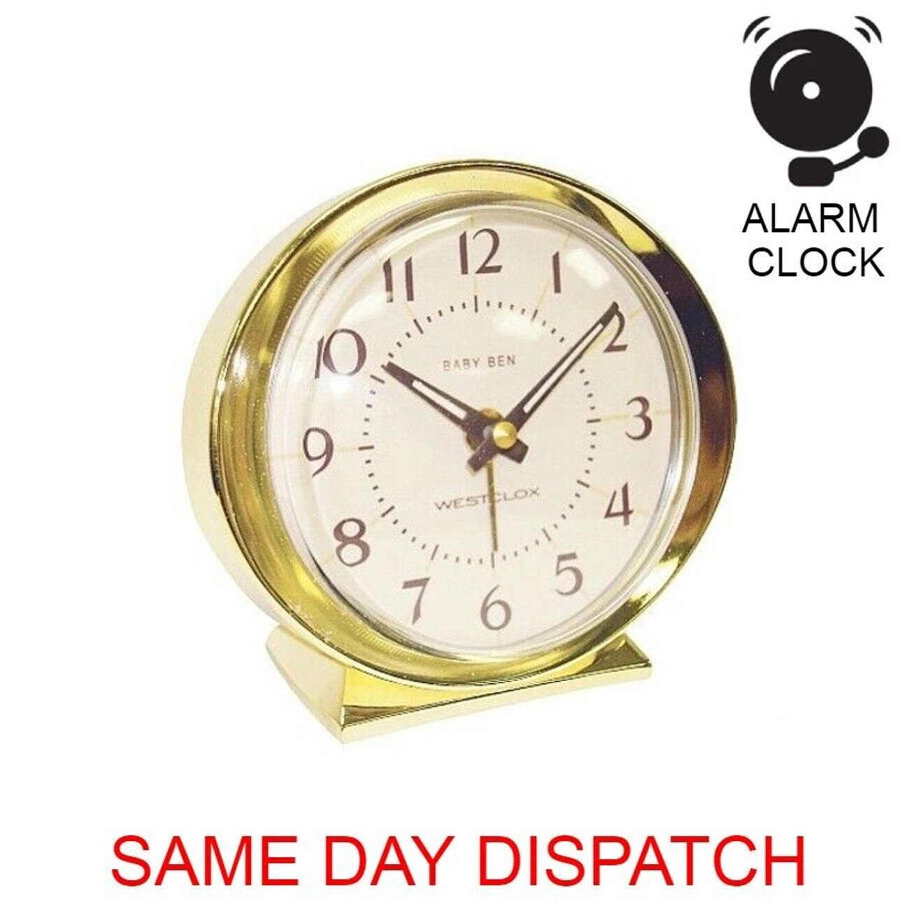 Baby Ben Loud Bell Analog Alarm Clock, Quartz Accuracy Battery Powered ...