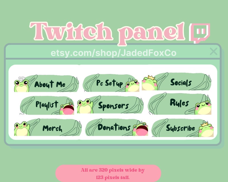 Frog Twitch Panels Set of 10 - Etsy