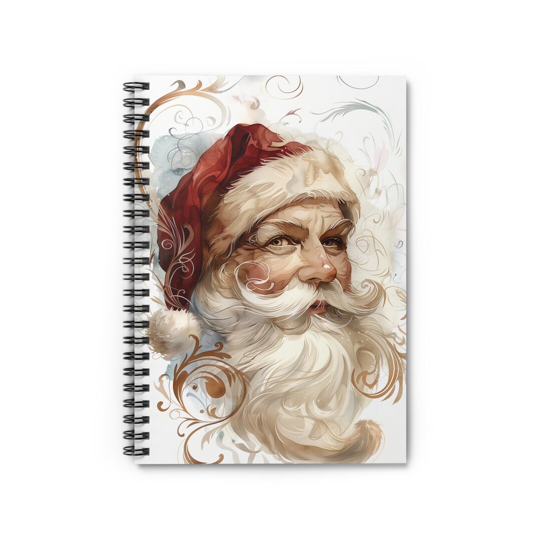 Santa Face Spiral Notebook - Ruled Line, Christmas Journal, Holiday ...