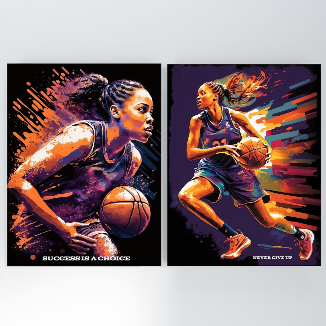 WNBA Wall Art Set of 2, Women's NBA Basketball, Living Room Decor, WNBA ...