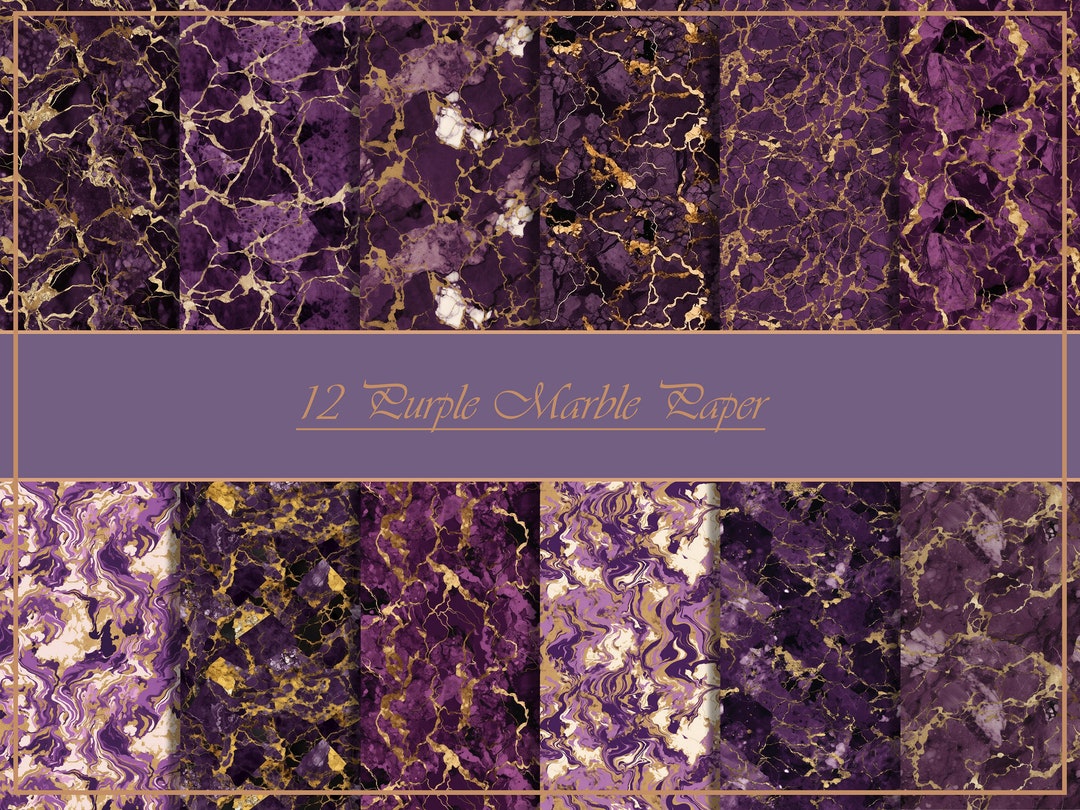 Marble, Download, Printable Pattern, Purple Gold Digital Paper ...