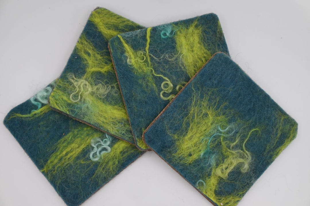 Handmade Felted Wool Coasters (set of 4) - Etsy