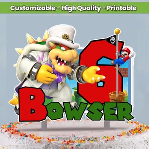 Bowser Happy Birthday Custom Cake Topper / Personalize Name and Age ...