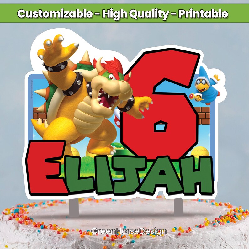 Super Mario Happy Birthday Custom Cake Topper / Personalize - Etsy