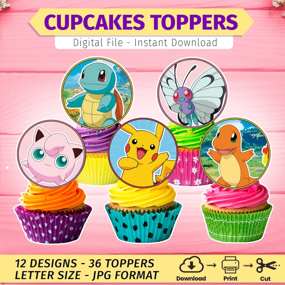 Pokemon Birthday Cupcakes Topper / Party Decor / Birthday Party / Anime ...