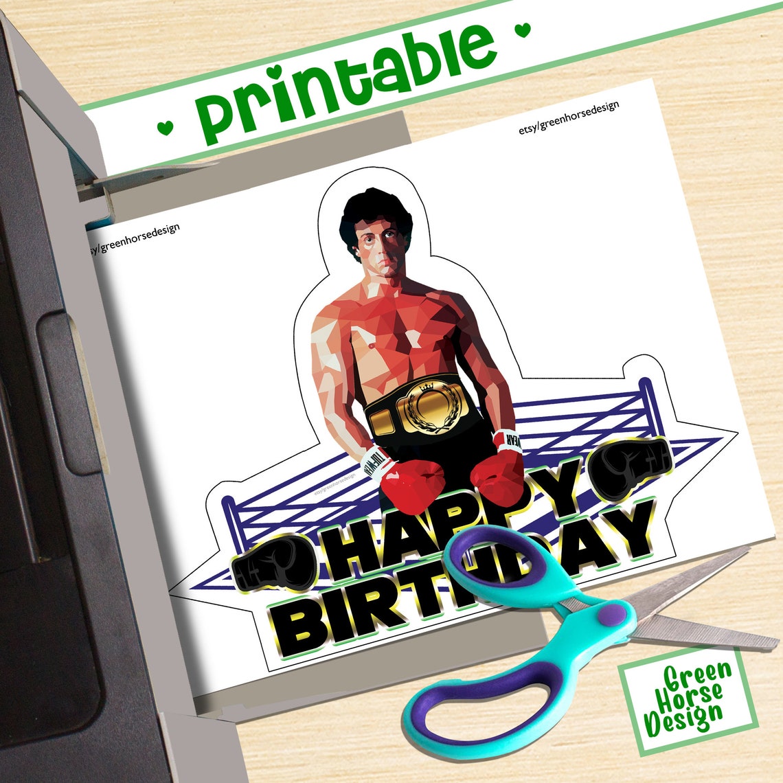 Rocky Happy Birthday Cake Topper / Box Birthday Party / Champion Theme ...