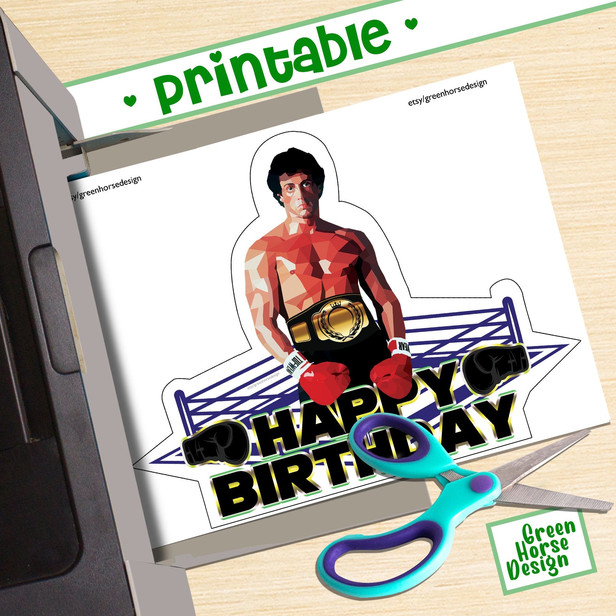 Rocky Happy Birthday Cake Topper / Box Birthday Party / Champion Theme ...