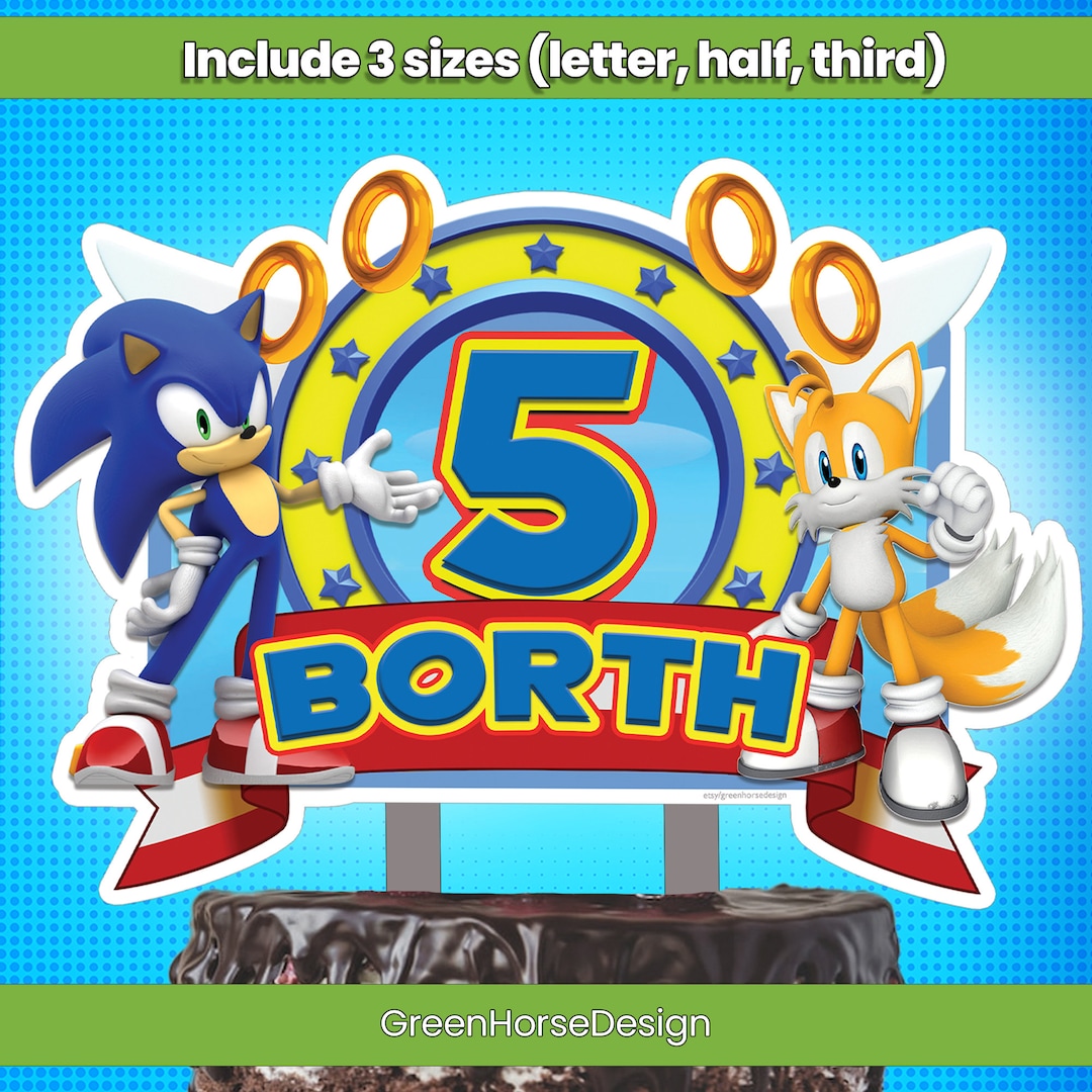Sonic the Hedgehog Happy Birthday Custom Cake Topper / Personalize Name ...