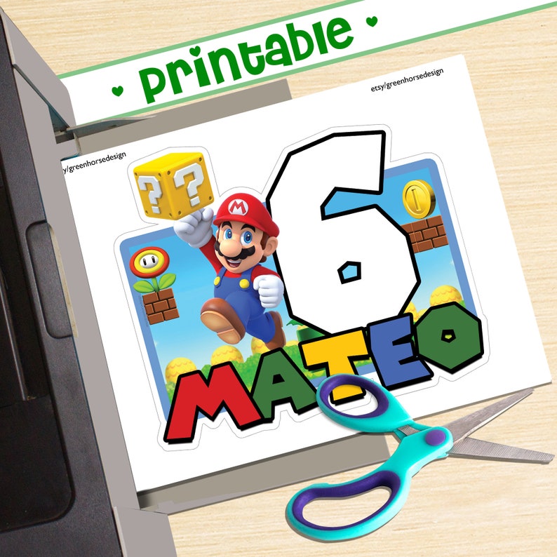 Super Mario Happy Birthday Custom Cake Topper / Personalize Name and ...