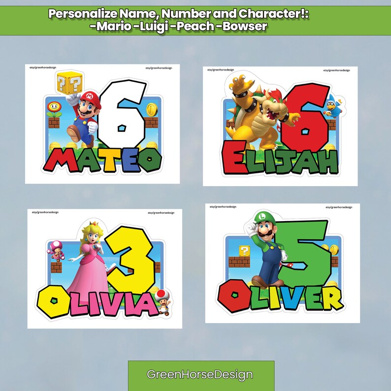 Bowser Happy Birthday Custom Cake Topper / Personalize Name - Etsy ...