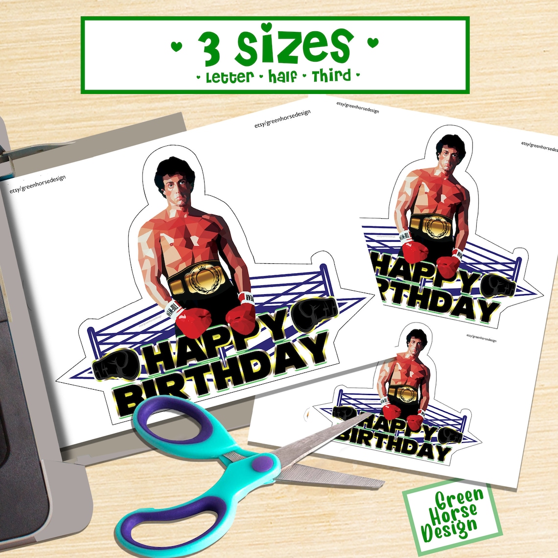 Rocky Happy Birthday Cake Topper / Box Birthday Party / Champion Theme ...