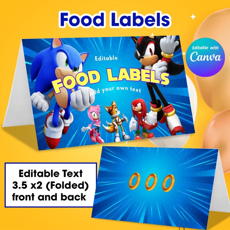 Sonic the Hedgehog Happy Birthday Party Bundle / Personalize Name and ...