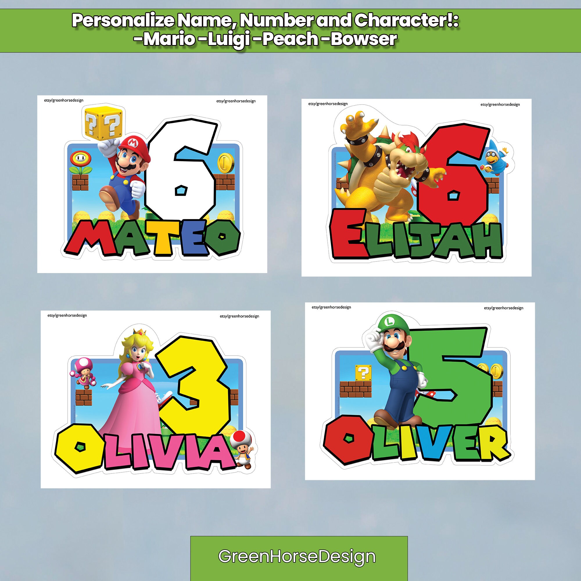 Super Mario Happy Birthday Custom Cake Topper / Personalize - Etsy