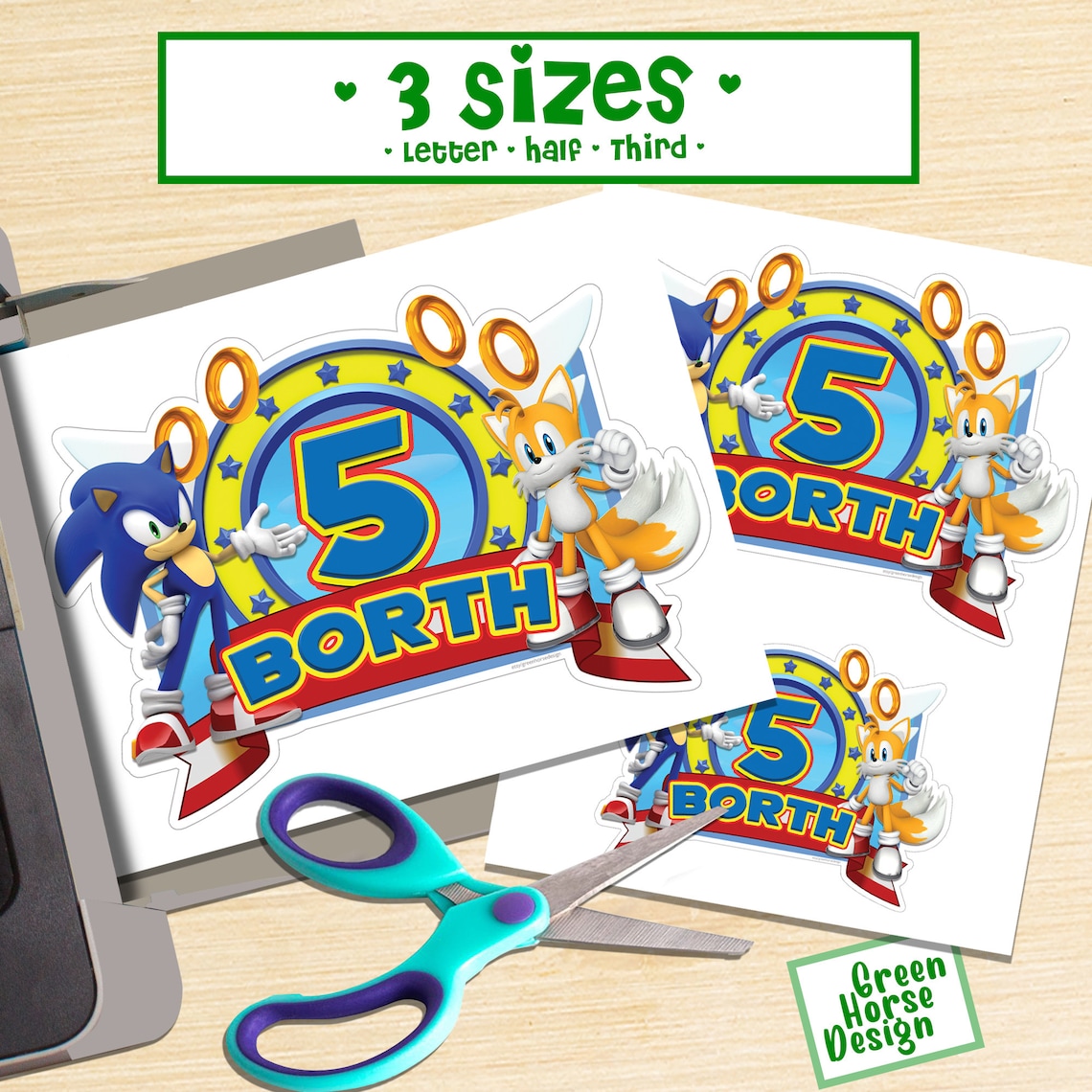 Sonic the Hedgehog Happy Birthday Custom Cake Topper / Personalize Name ...