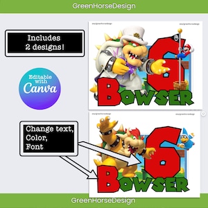 Bowser Happy Birthday Custom Cake Topper / Personalize Name and Age ...