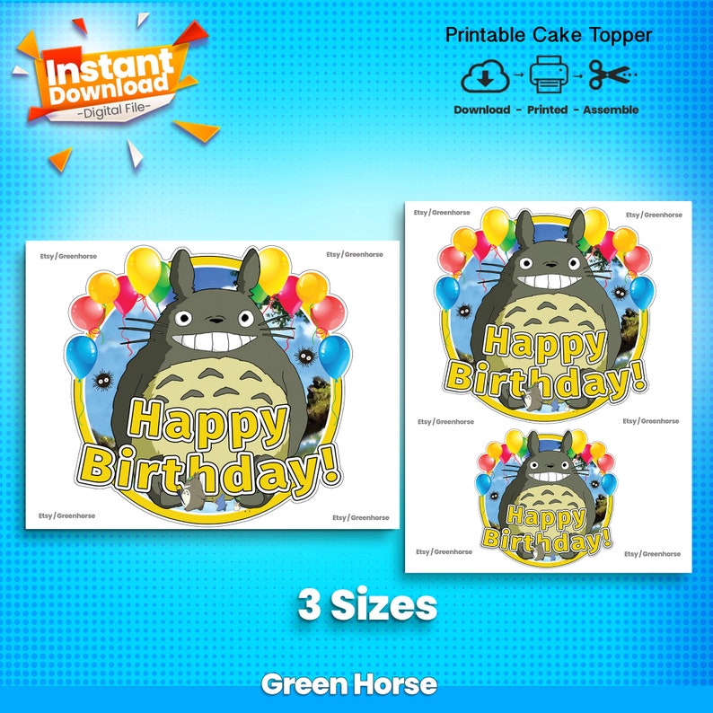 Totoro Happy Birthday Cake Topper / Birthday Party / Anime Theme ...