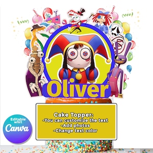 Bundle Pomni the Amazing Digital Circus / Invitation Cake Topper ...