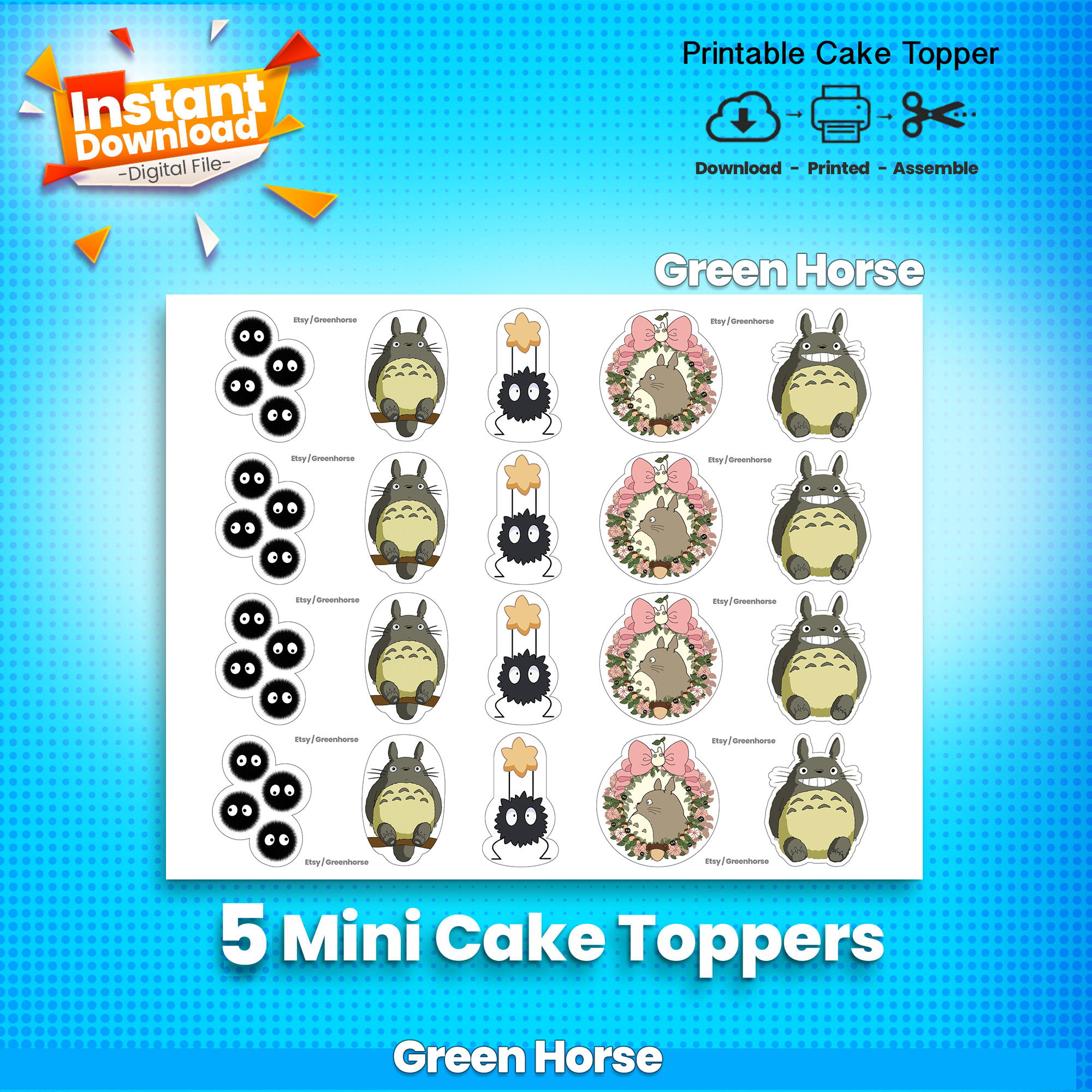 Totoro Happy Birthday Cake Topper / Birthday Party / Anime Theme ...