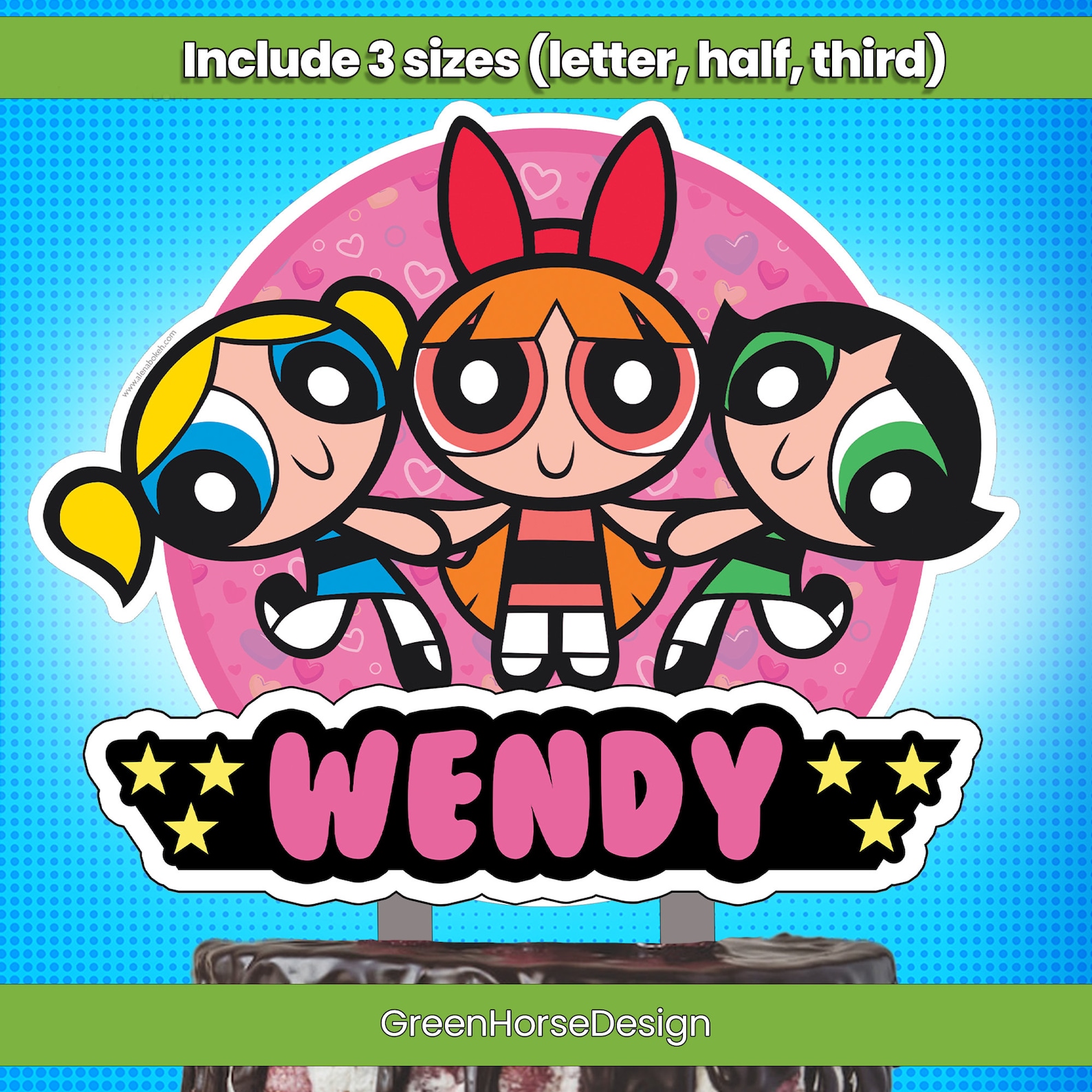Powerpuff Girls/ Happy Birthday Custom Cake Topper / Personalize Name ...