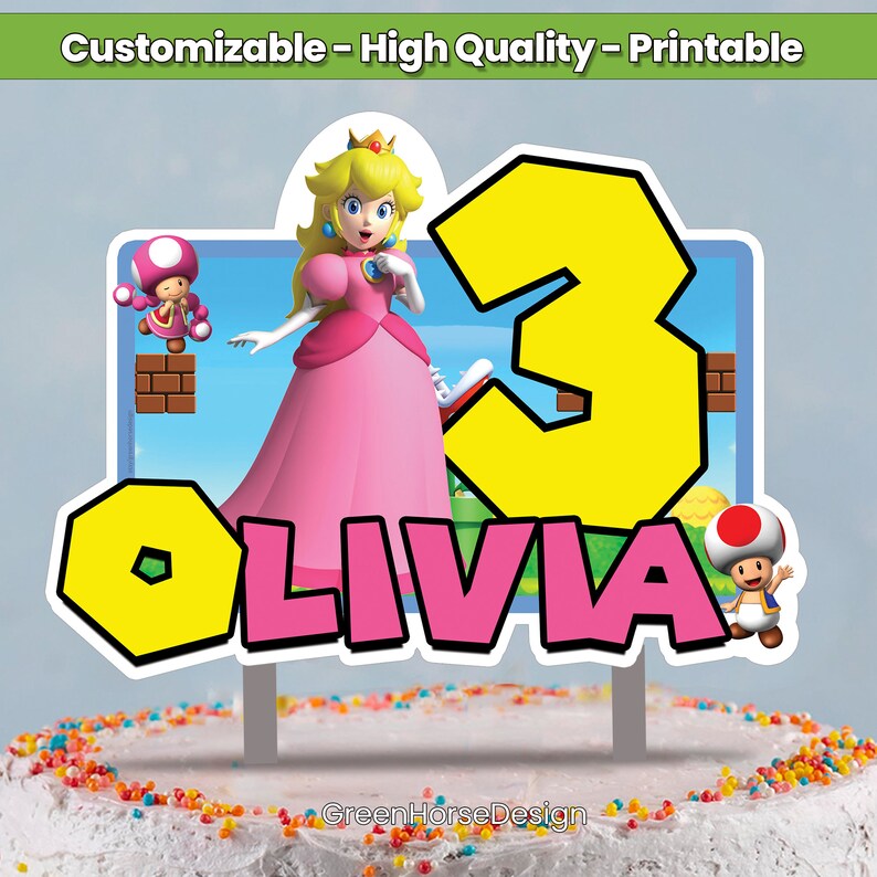 Bowser Happy Birthday Custom Cake Topper / Personalize Name - Etsy ...