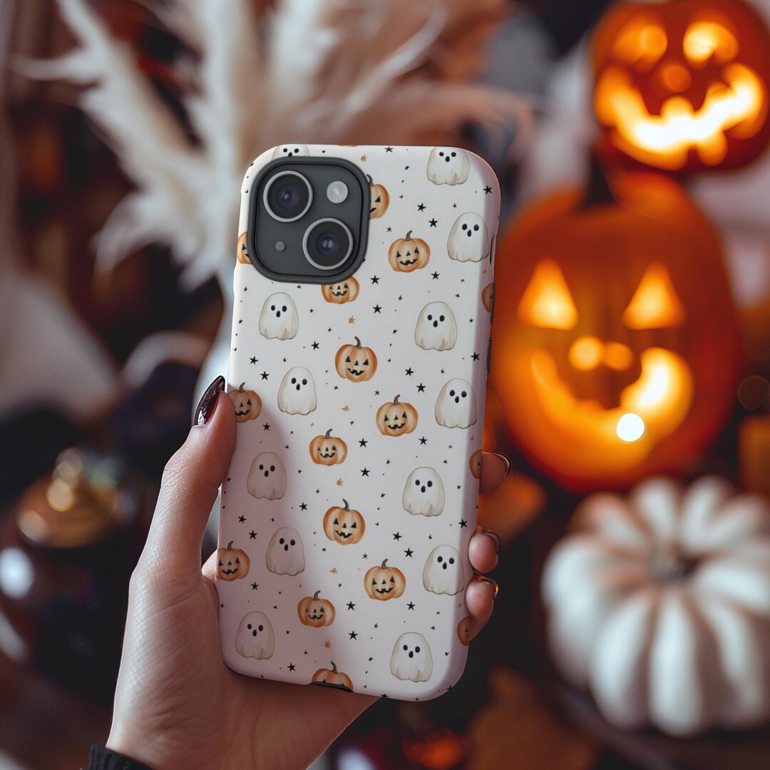 Cute and Spooky Ghost and Pumpkin Phone Case for Iphone, Google and ...
