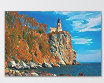 Split Rock Art Print of Minnesota Lighthouse Christmas Gift of - Etsy
