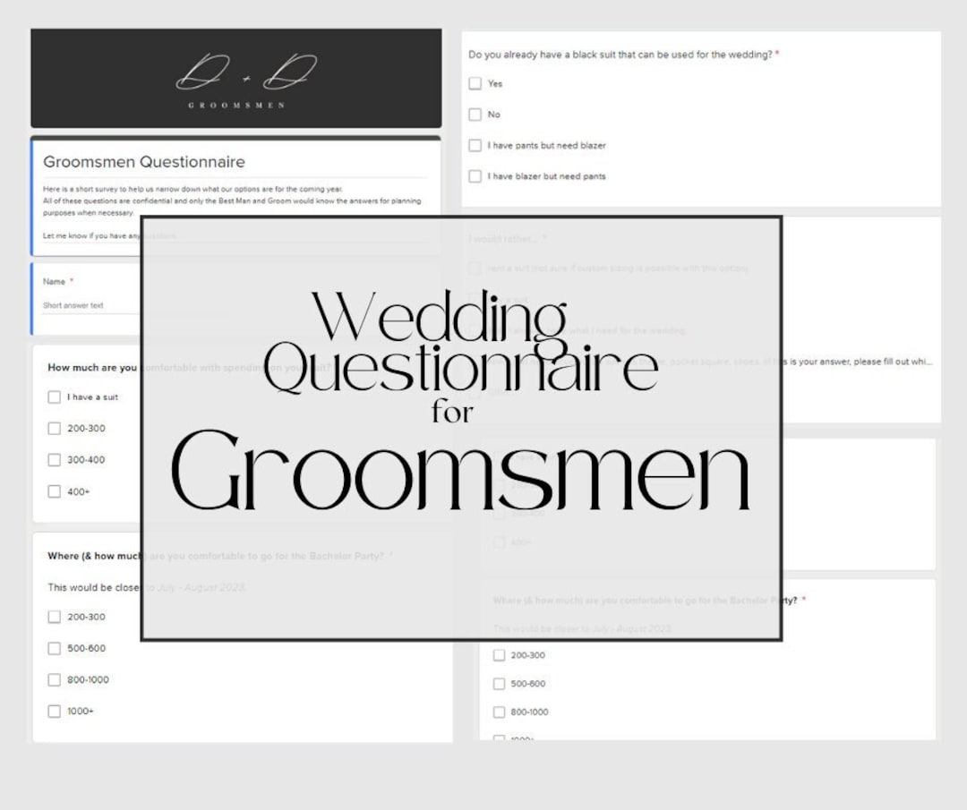 Groomsmen Questionnaire | Editable Google Form to Plan With Your ...