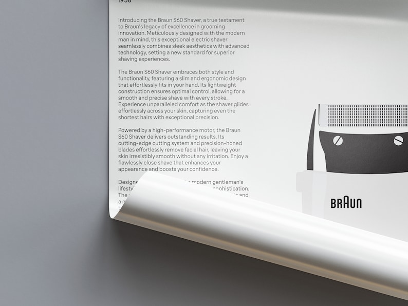 Braun S60 Shaver Design Poster, Braun Print, Braun Wall Art, Dieter ...