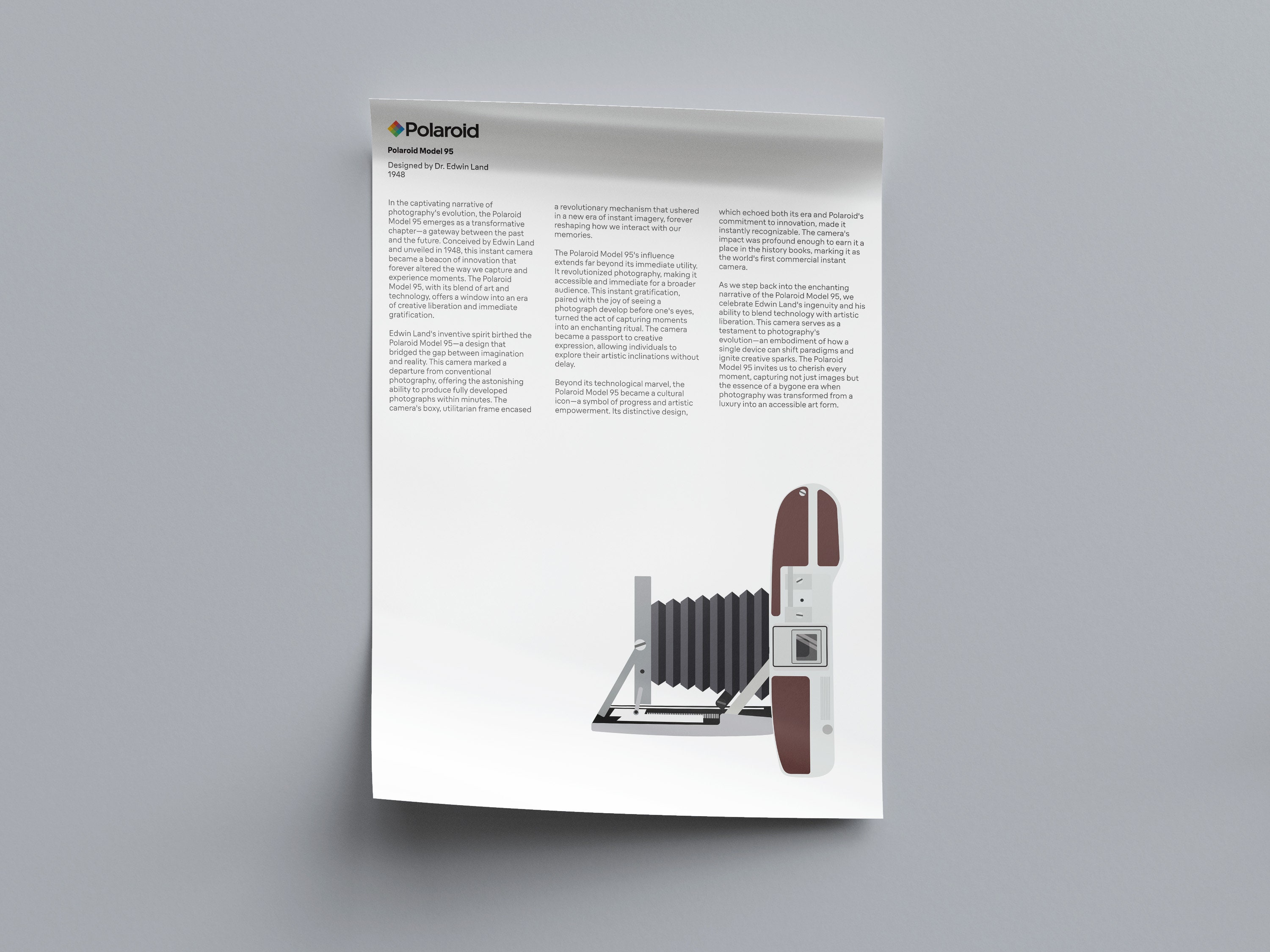 Polaroid Model 95 Camera Digital Poster, Braun Print, Braun Wall Art ...