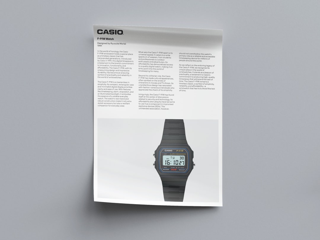 PHYSICAL POSTER: Casio F91W Watch Braun Print Braun Wall - Etsy