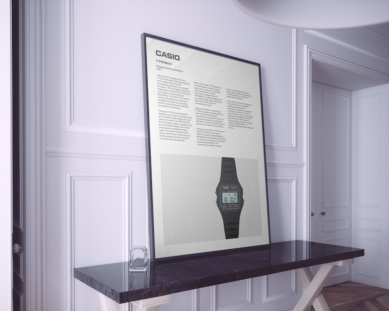 Casio F91W Watch Digital Poster, Braun Print, Braun Wall Art, Dieter ...
